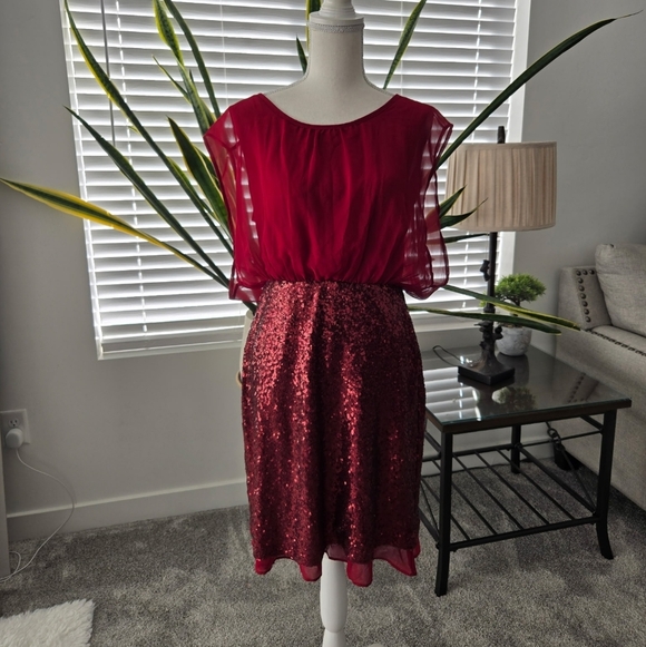 Gilli | Dresses | Gilli Burgandy Sequined Dress Size Large New | Poshmark